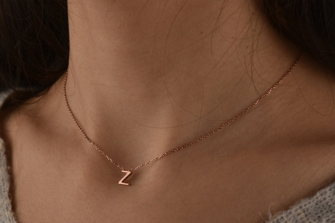 Tiny Letter Necklace Personalized Necklace Name Necklace | Etsy