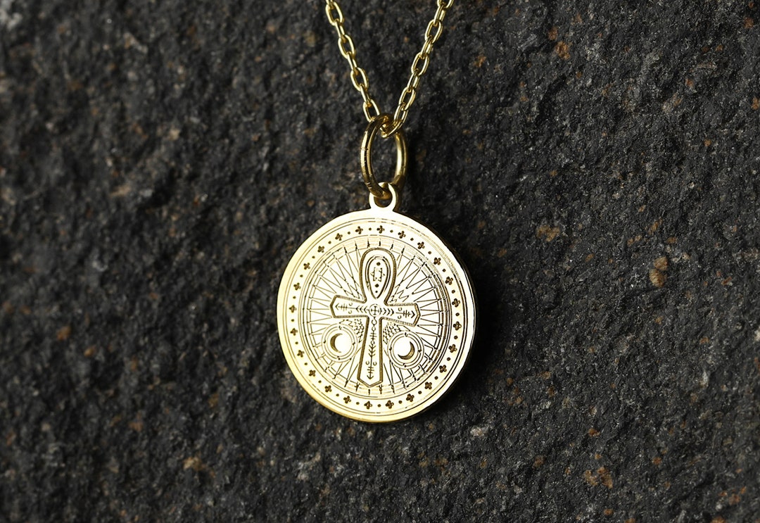 14k Gold Ankh Necklace, Personalized Ankh Pendant, Egypt Ankh, Ancient ...