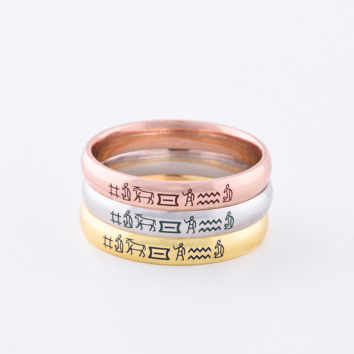 Hieroglyph Ring, Egypt Symbols Ring, 14K Solid Gold Ring, Egyptian Ring ...