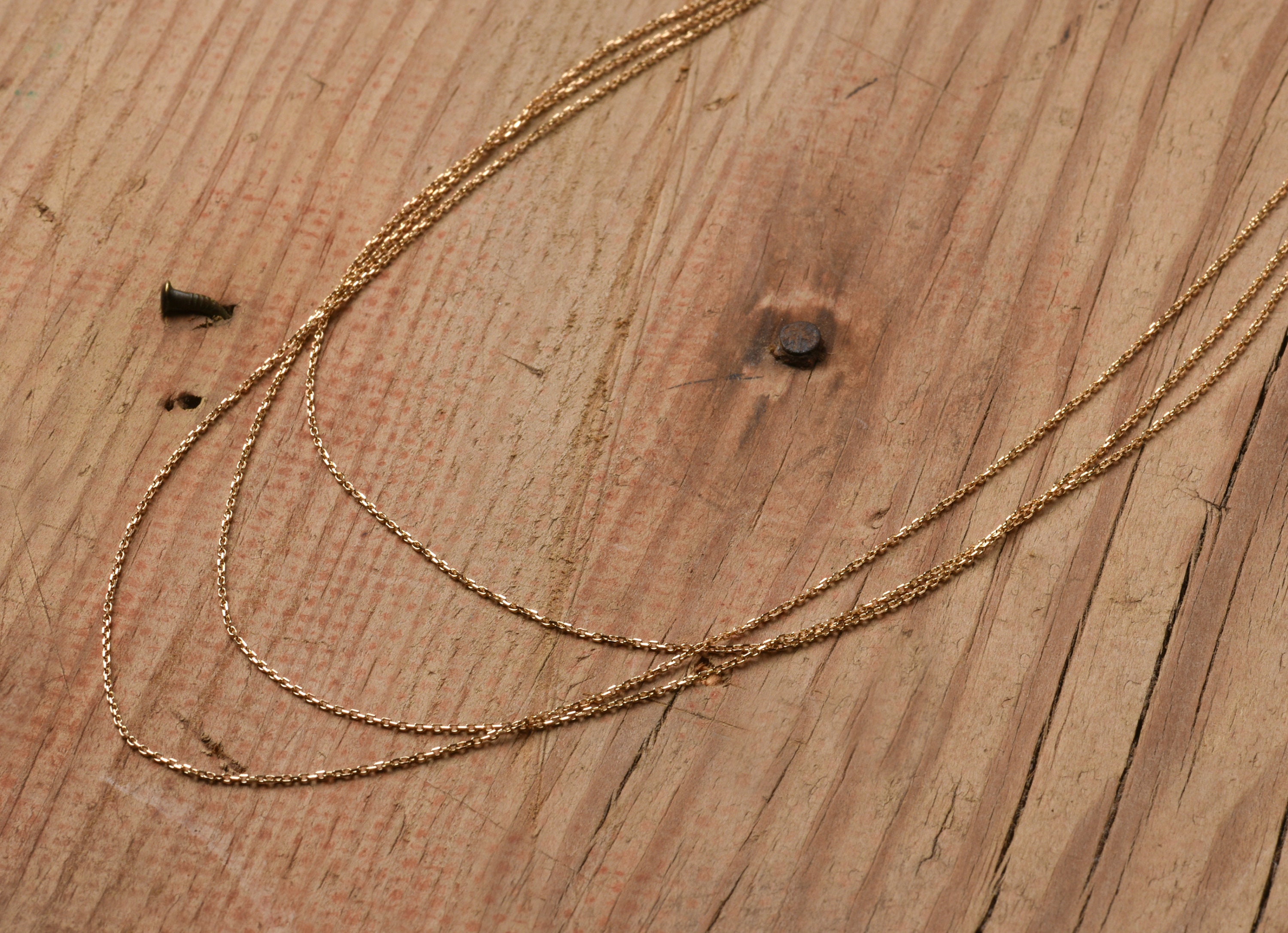 14K Solid Gold Three Row Chain Necklace Gold Men Chain Woman - Etsy