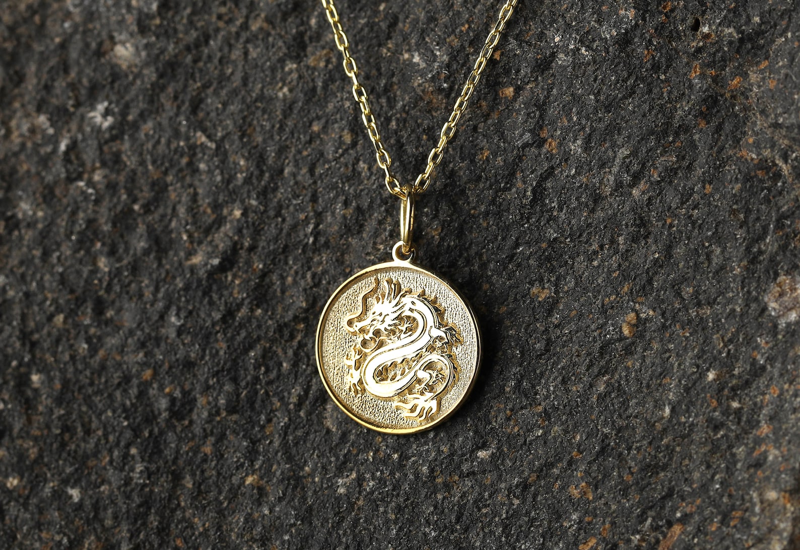14k Gold Chinese Dragon Necklace, Personalized Chinese Dragon Pendant ...