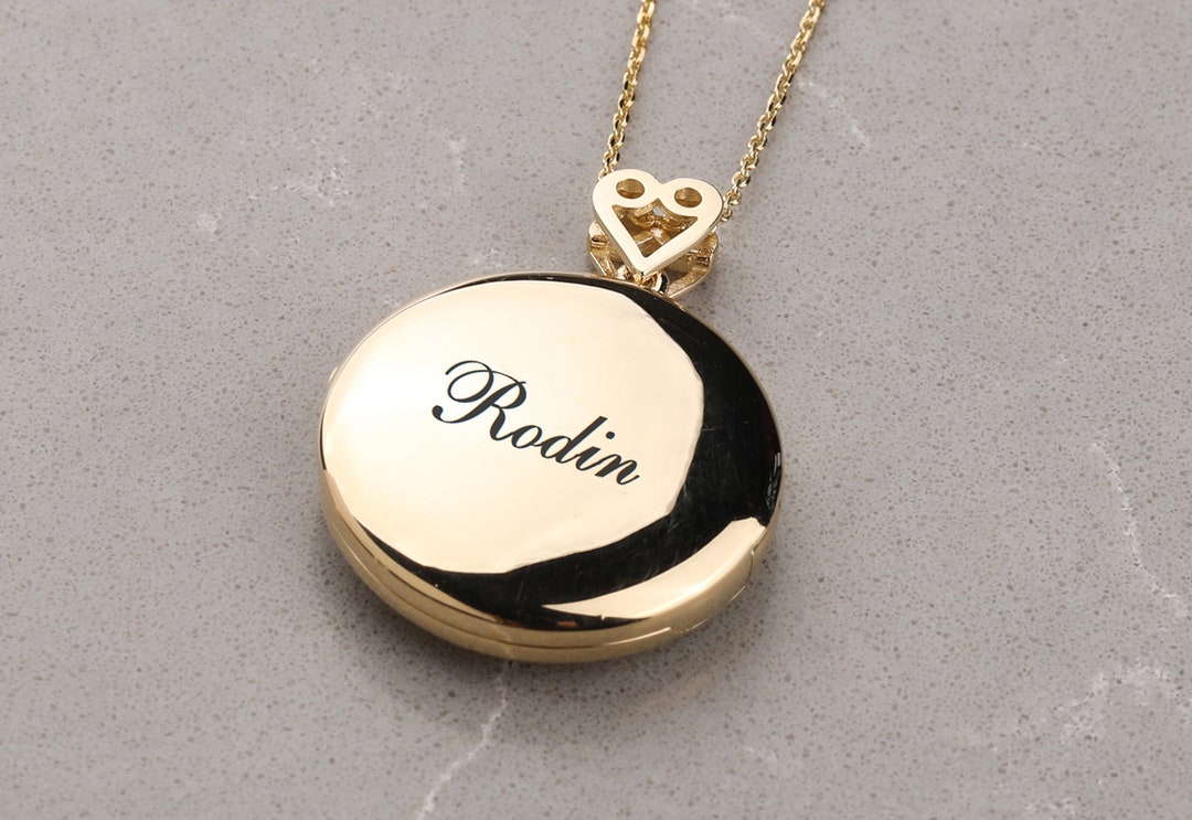 14K Gold Personalized Medallion, Name Locket Necklace, Letter Medallion ...