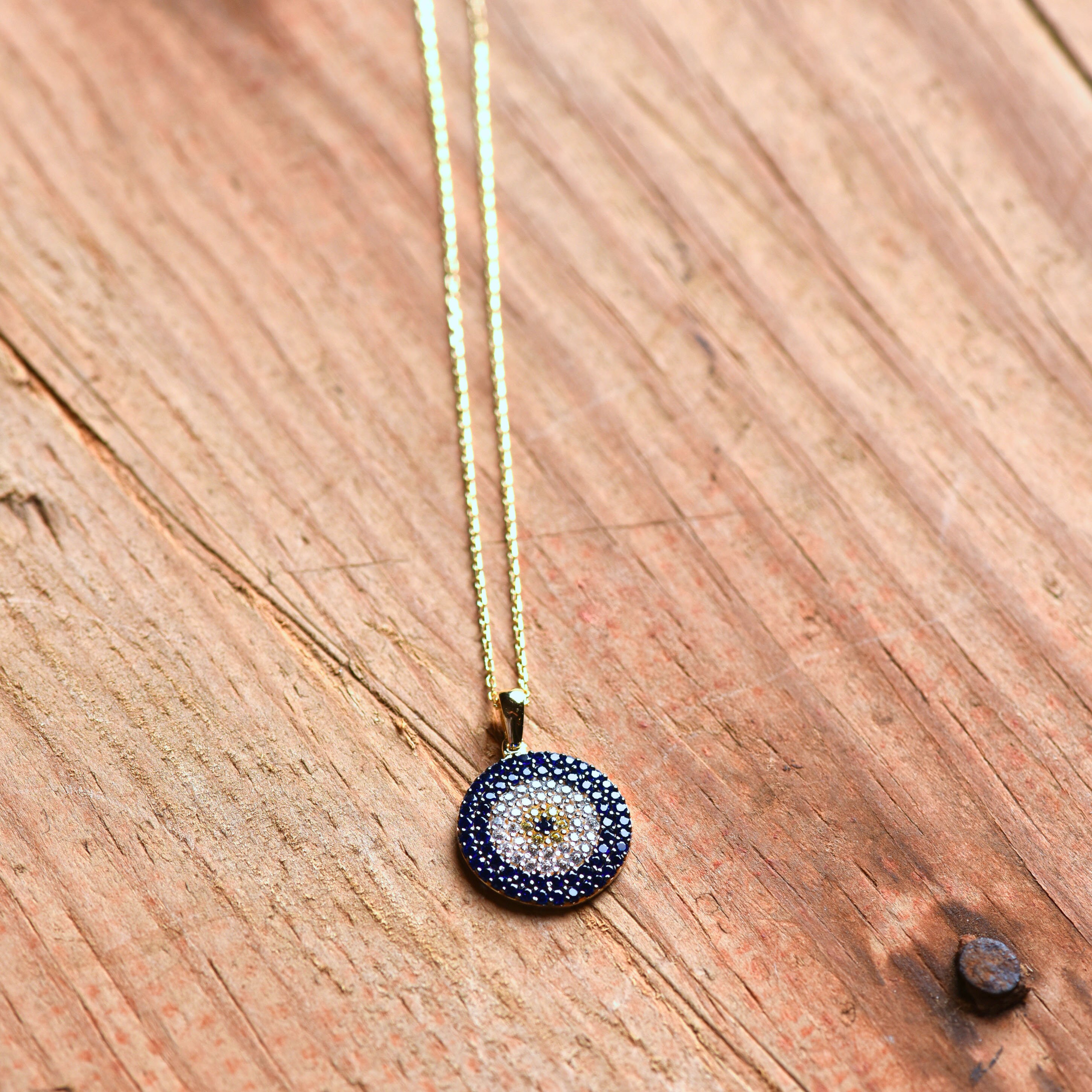 Tiny Evil Eye Necklace 14K Gold Evil Eye Charm Necklace | Etsy