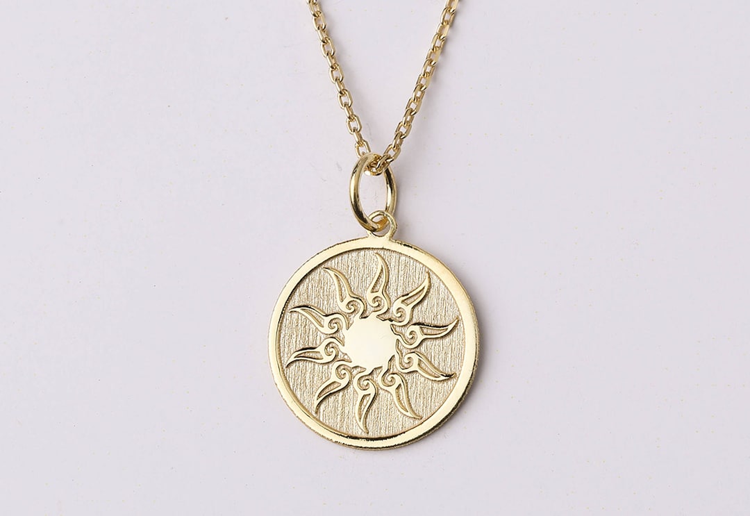 14k Gold Sunshine Sun Necklace, Personalize Sunshine Sun Pendant ...