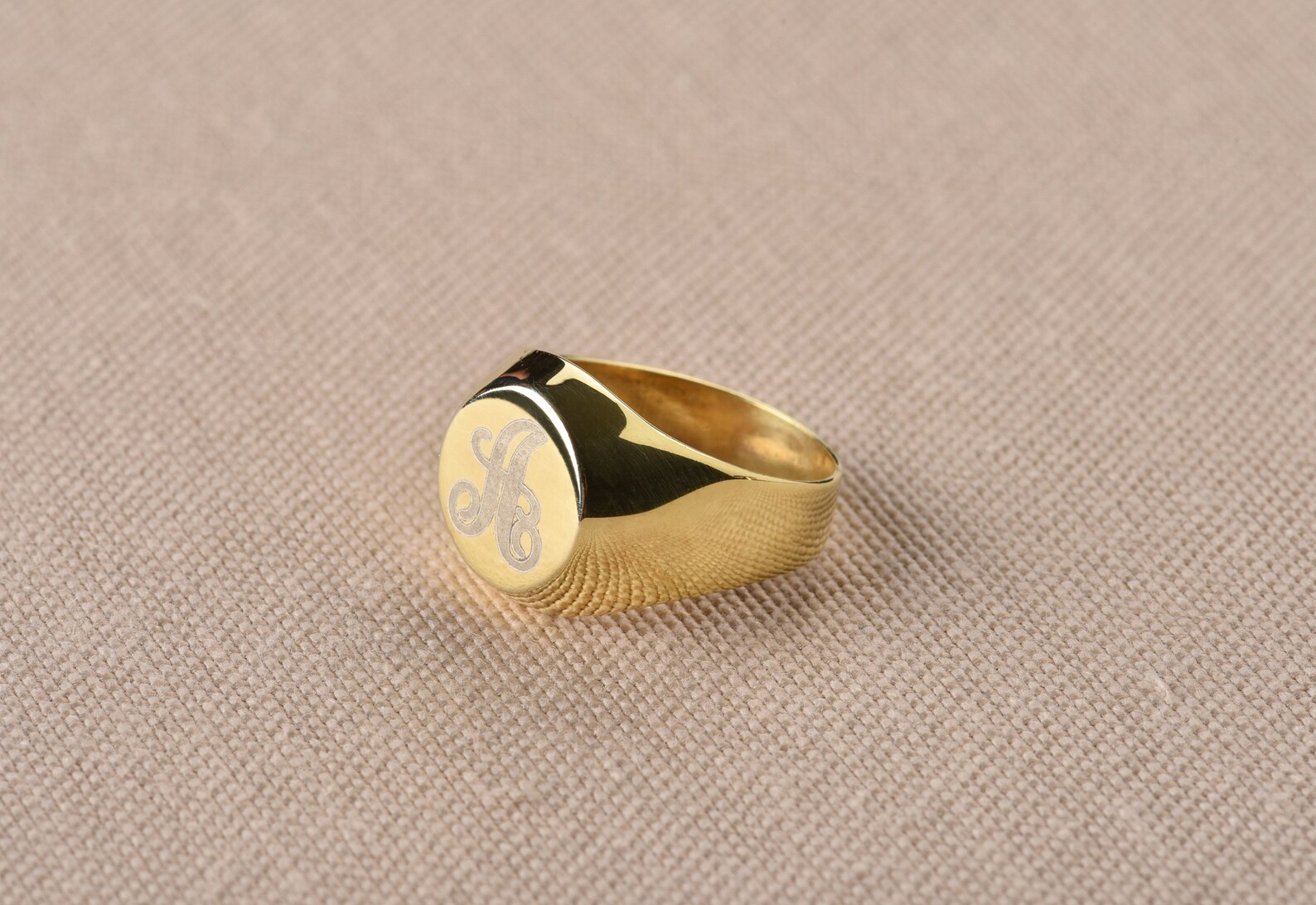 14K Gold Monogram Ring Personalized Signet Ring Letter Ring - Etsy