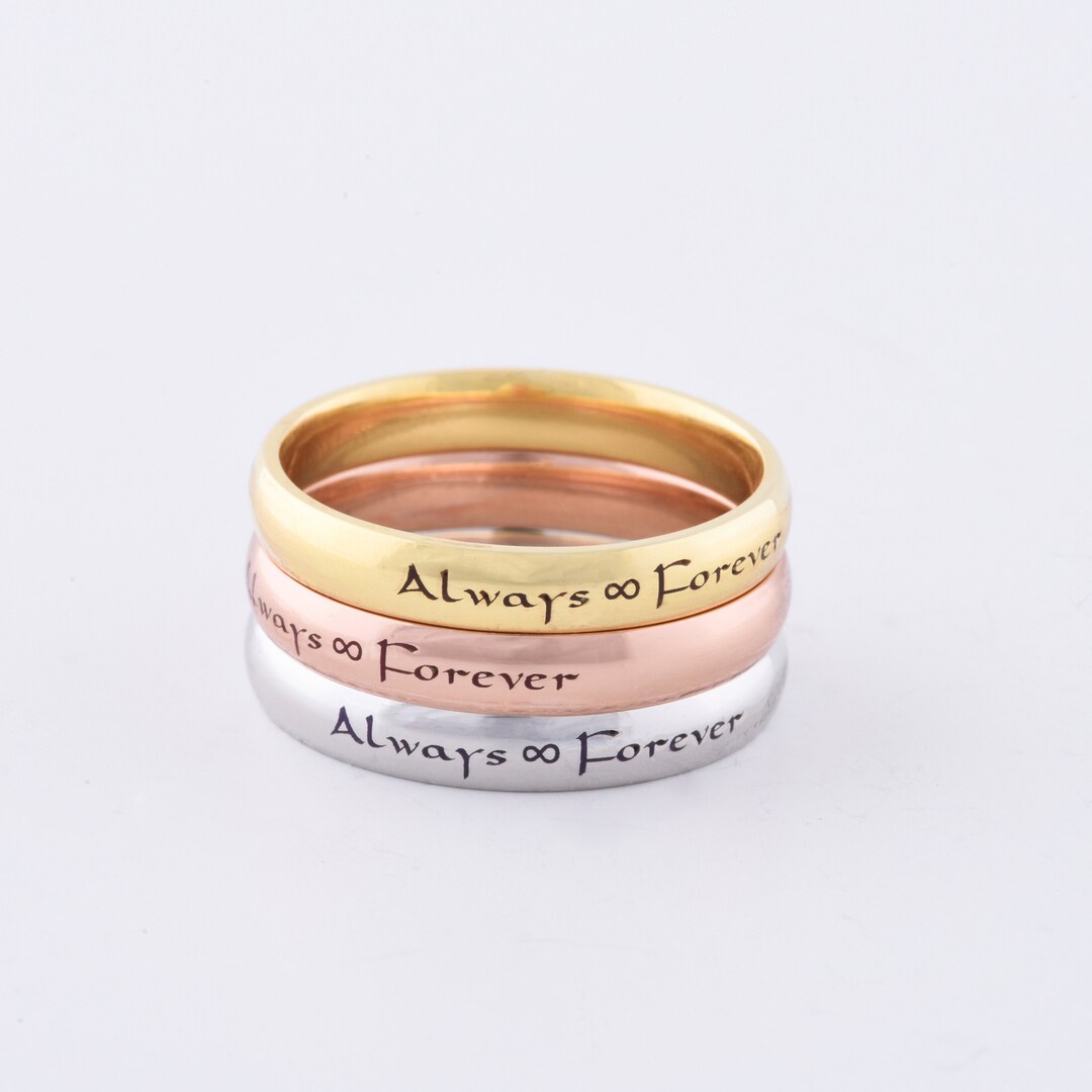 14K Gold Personalized Couple Rings, Stackable Promise Ring ...