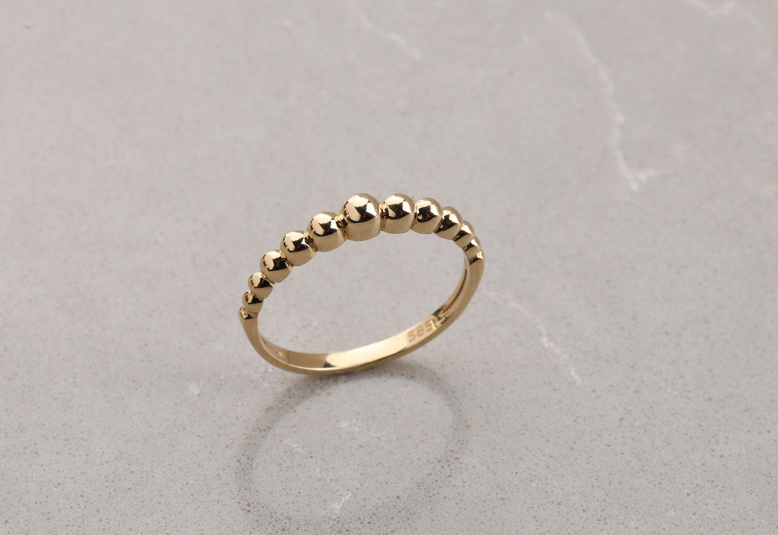14K Gold Thumb Ring Bead Ring Gold Gold Stacking Ring Midi - Etsy