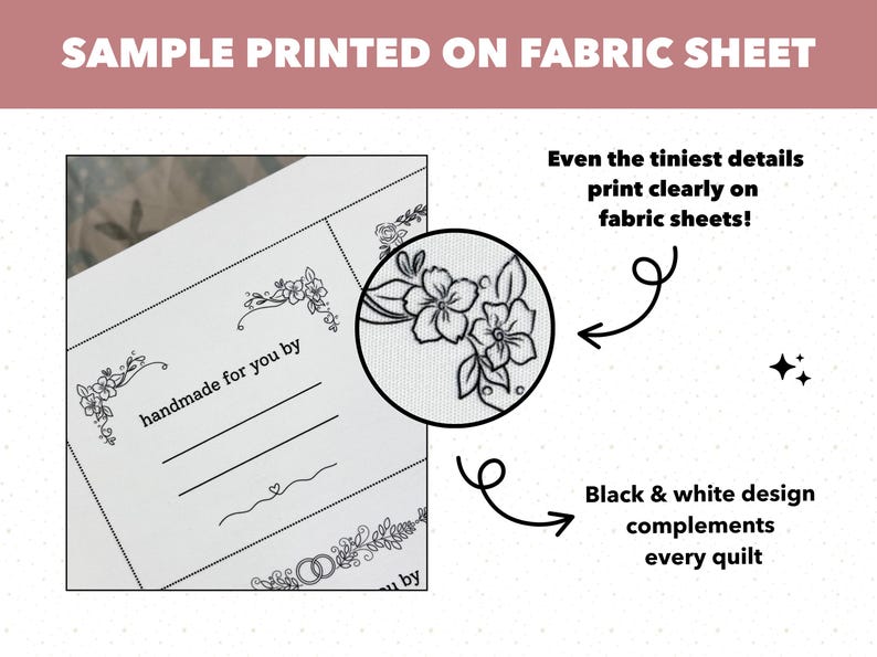 Printable Wedding Quilt Labels: Set of 4 Designs, Bonus Gift Tags (PDF ...