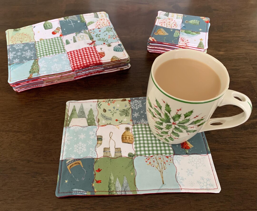 Winter Wonderland Themed Mug Rug | Handmade Quilted Gift | 9 Designs - Etsy