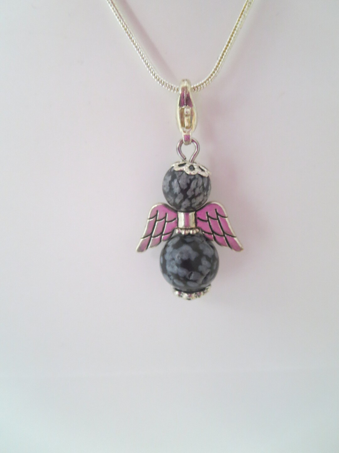 Angel of Gratitude, Obsidian Guardian Angel Healing Stone Pendant - Etsy