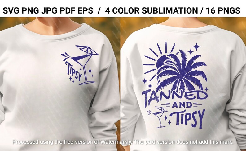 Retro Beach Tanned and Tipsy, Front Back Pocket, Adult Alchol, T-shirt ...