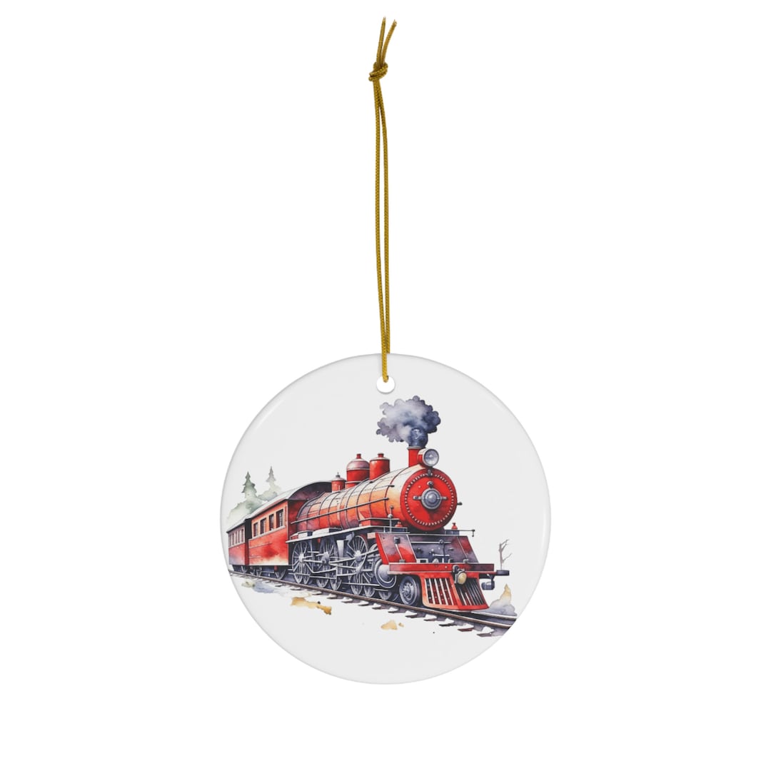 Vintage Christmas Steam Locomotive Train Round Ceramic - Etsy