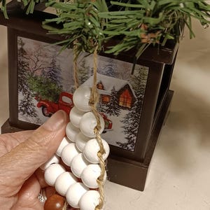 DIY Wooden White Bead Christmas Tree Craft Kit Decoration Ornament Boho ...