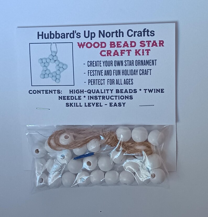 One Wooden Bead 4"x4" Star Craft Kit, DIY Christmas Ornament, Easy ...