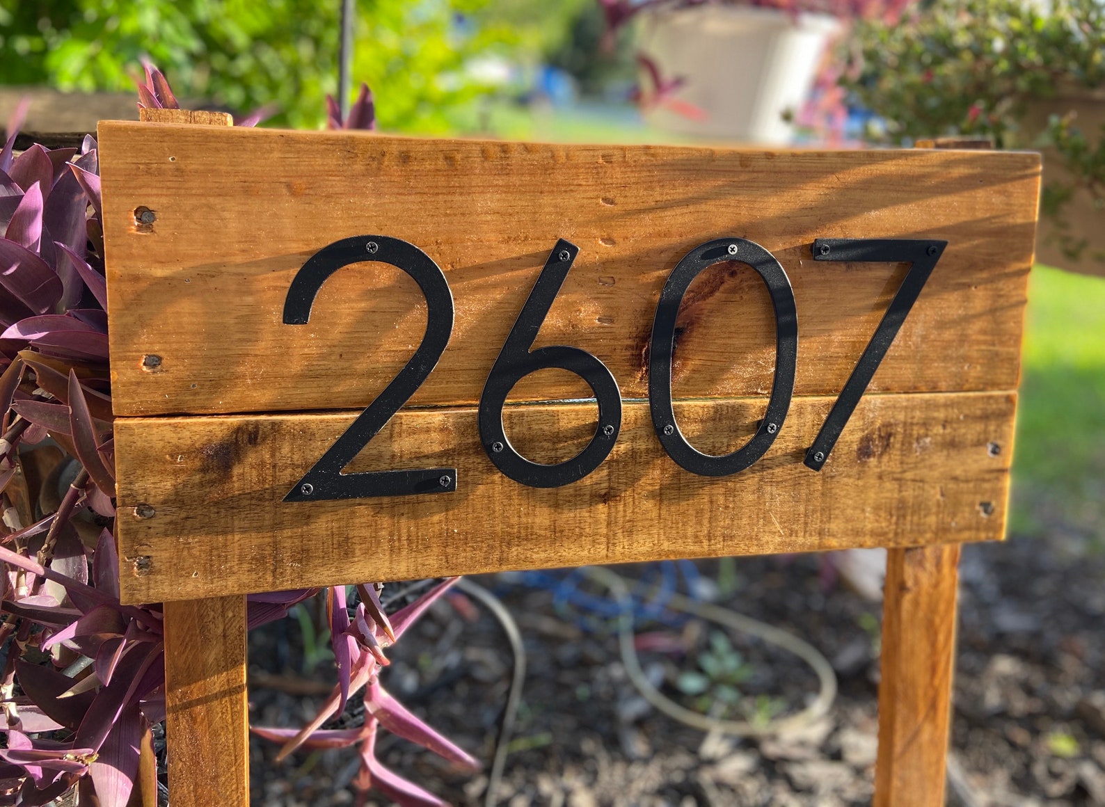 Address Stake Metal Numbers Reclaimed Wood Address Sign for | Etsy