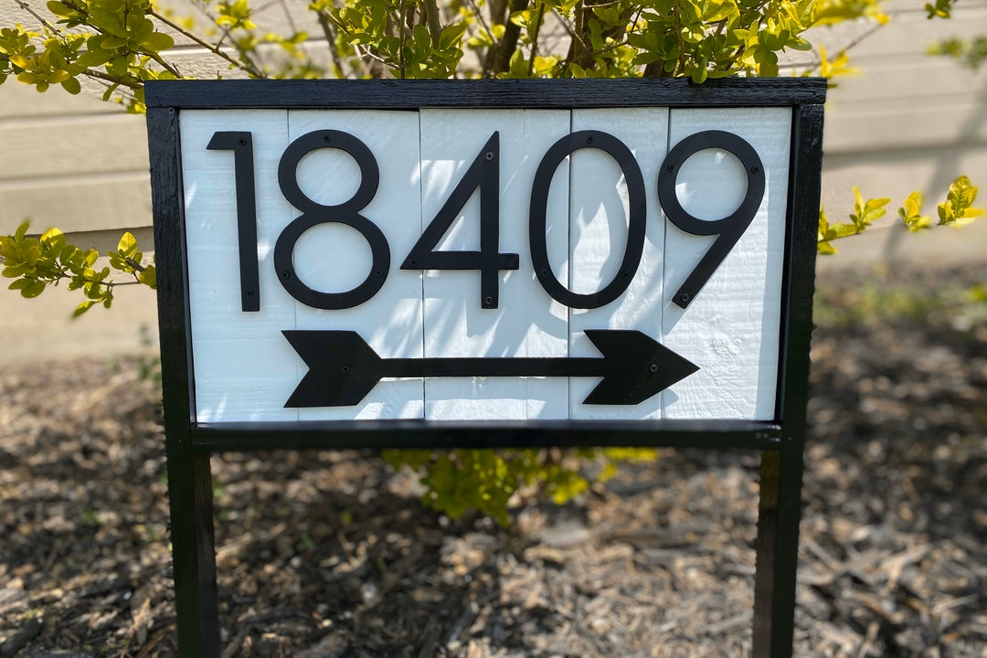 Address Stake With Arrow for Yard | Modern Reclaimed Wood Address Sign ...