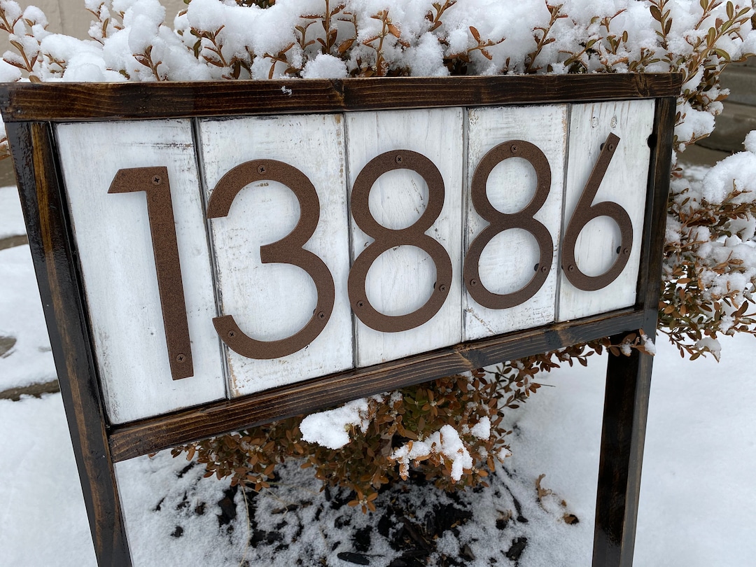 House Numbers Stake Modern Rustic Curb Appeal | Custom Sign for Garden ...