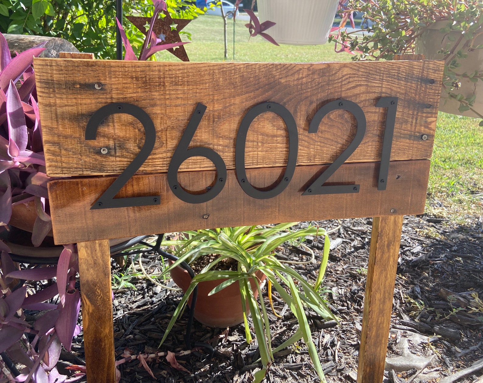 Address Stake Metal Numbers | Reclaimed Wood Address Sign for Garden ...
