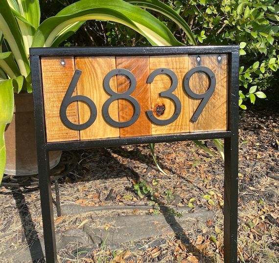 Address Stake Sign Reclaimed Wood House Number Sign for | Etsy