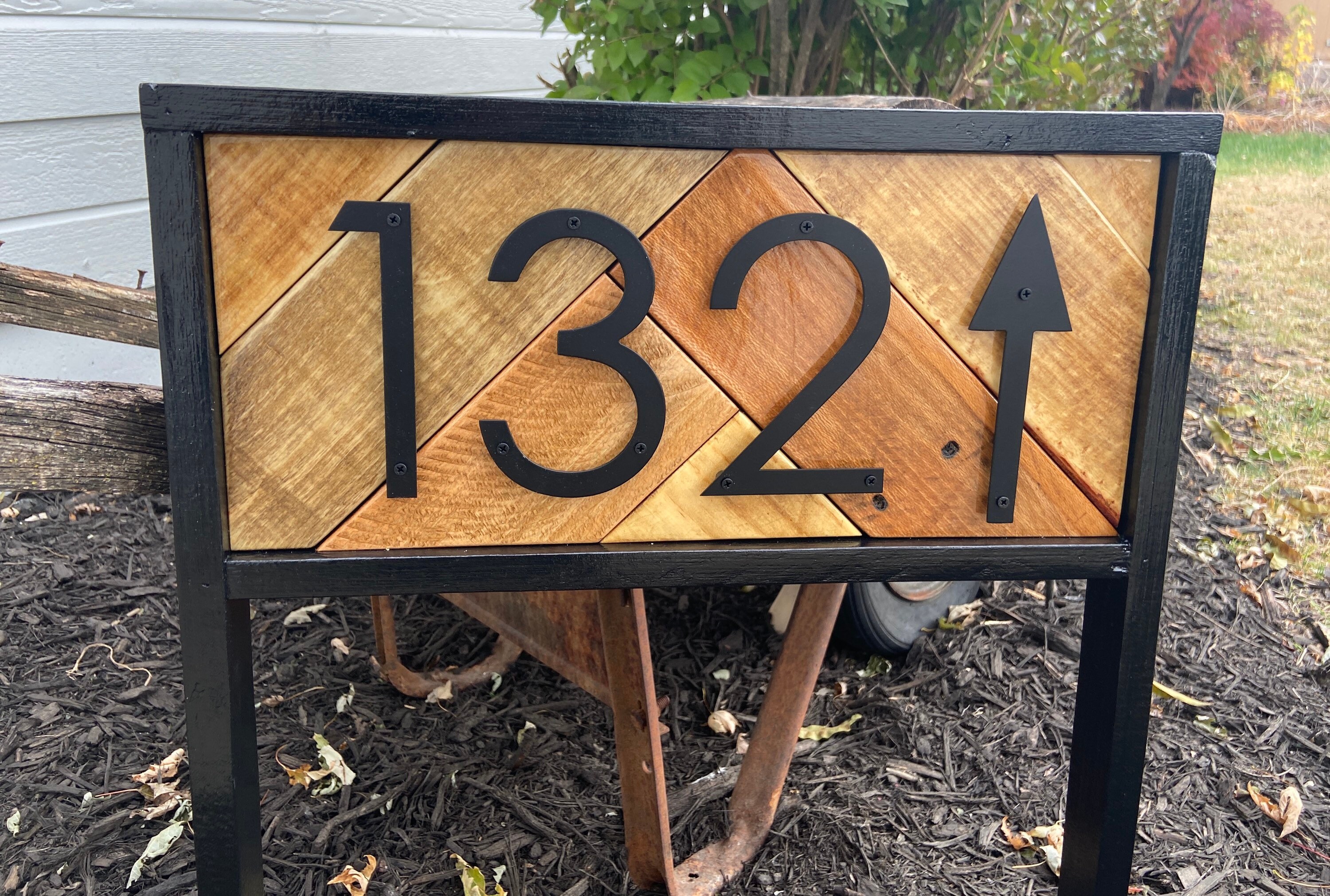 Address Stake with Arrow Reclaimed Wood Address Sign for | Etsy