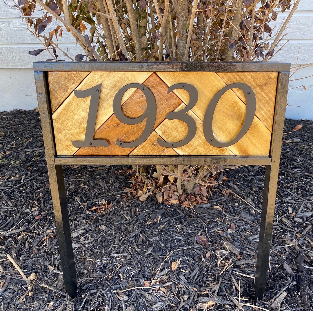 Address Stake Sign | Reclaimed Wood House Number Sign for Garden ...