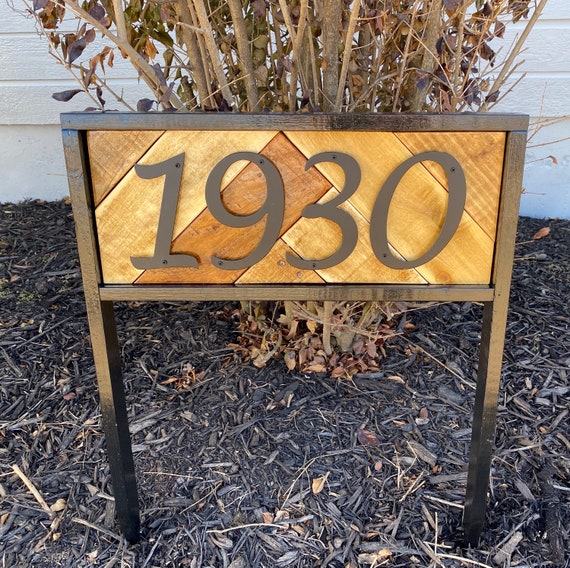 Address Stake Sign Reclaimed Wood House Number Sign for | Etsy