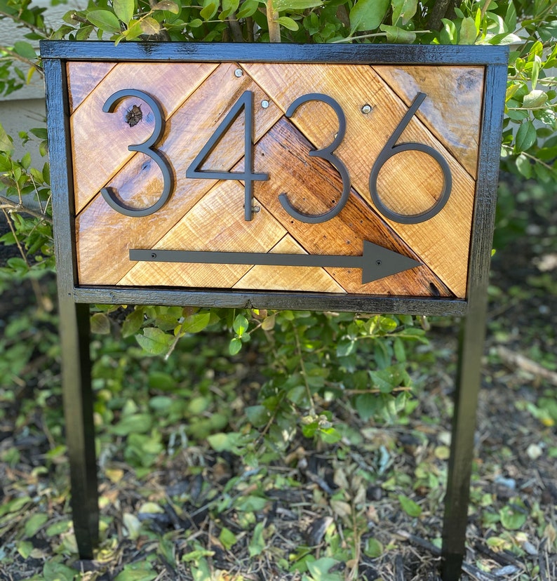 Address Stake With Arrow Reclaimed Wood Address Sign for - Etsy