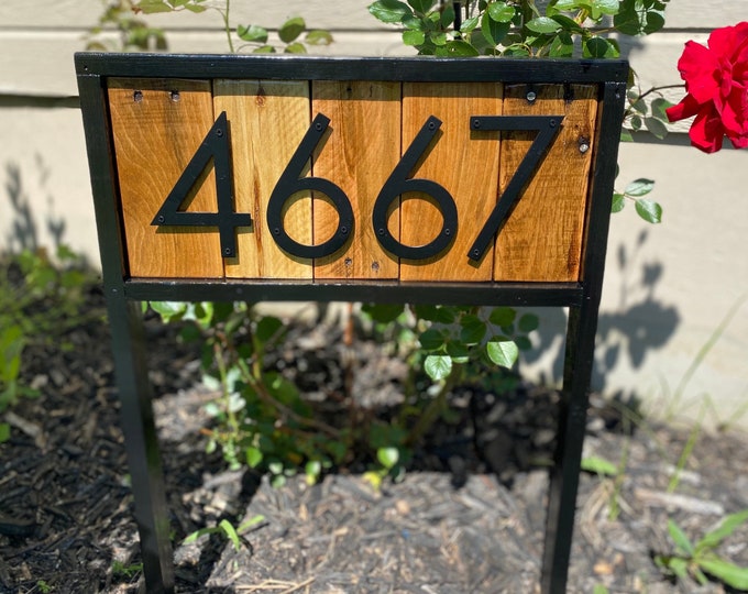 House Number Stake for Yard Reclaimed Wood House Number Sign for Garden ...