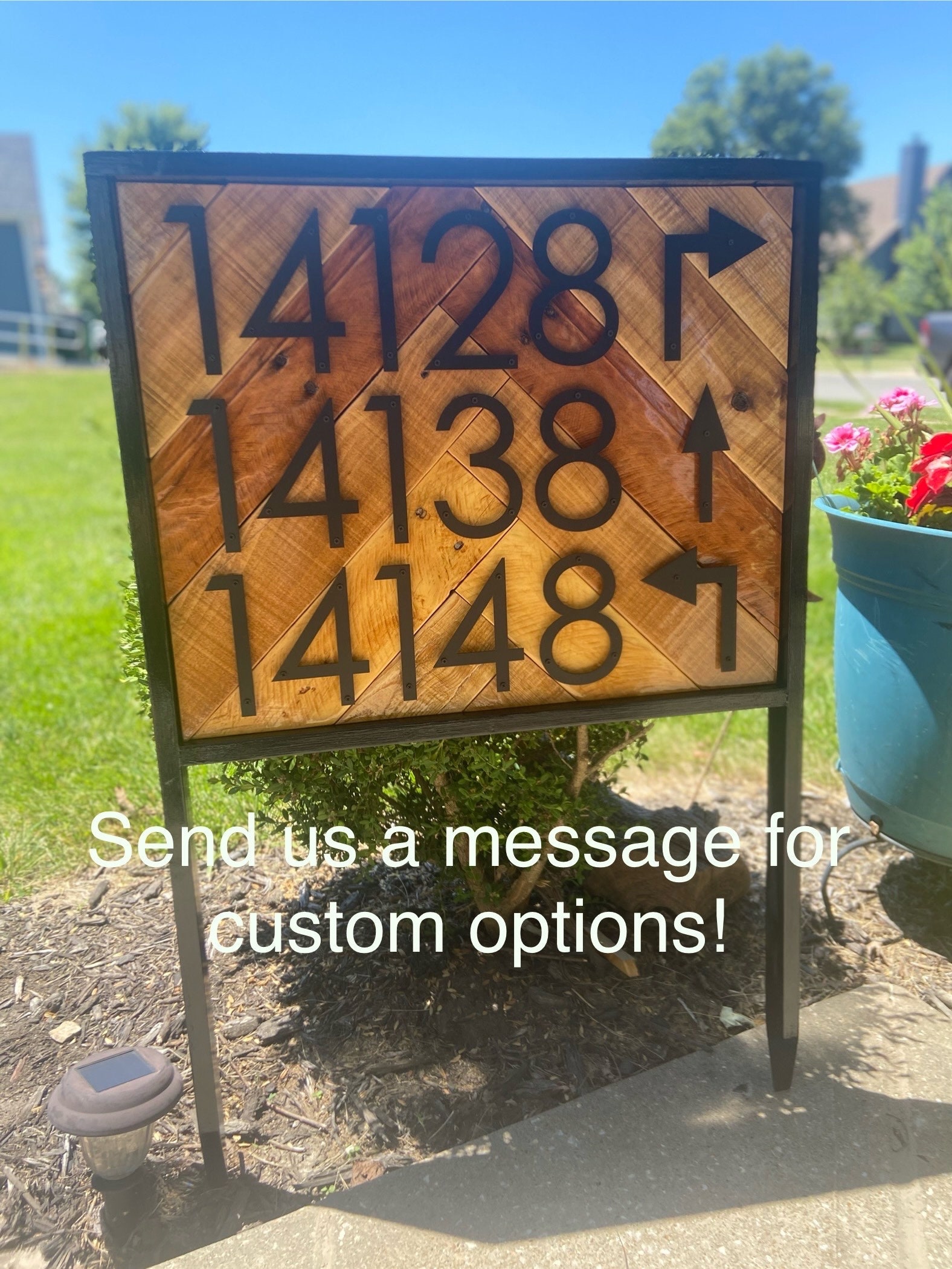 Multiple Address Stake With Arrow | Shared Driveway Reclaimed Wood ...