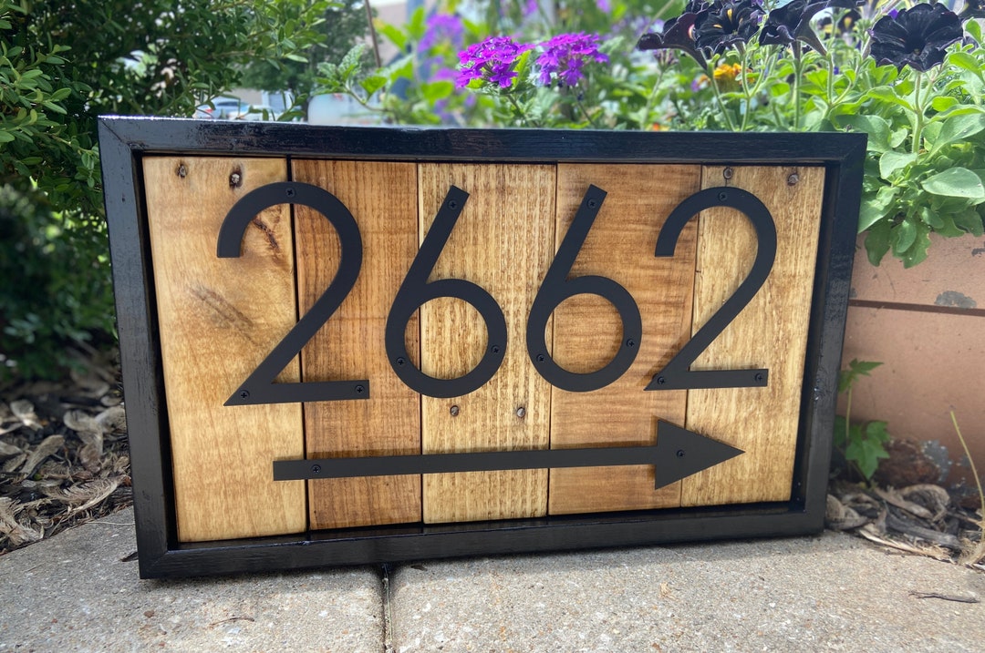 Address Sign Arrow Modern Rustic | House Number Sign With Arrow ...