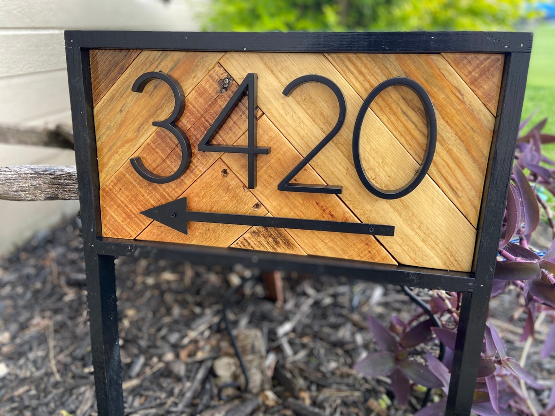 Address Stake With Arrow Reclaimed Wood Address Sign for | Etsy