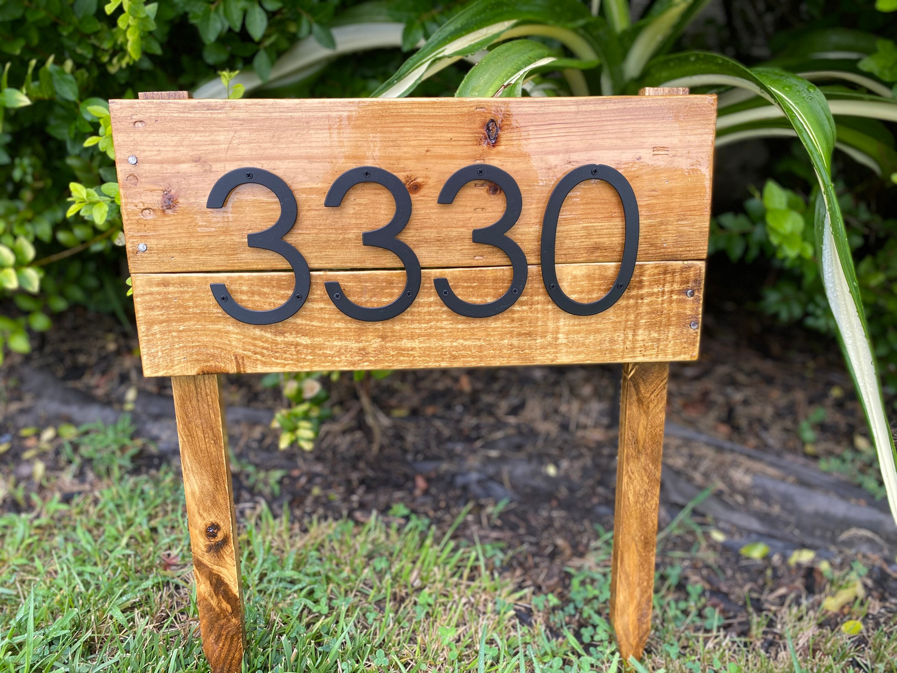 Address Stake Metal Numbers | Reclaimed Wood Address Sign for Garden ...