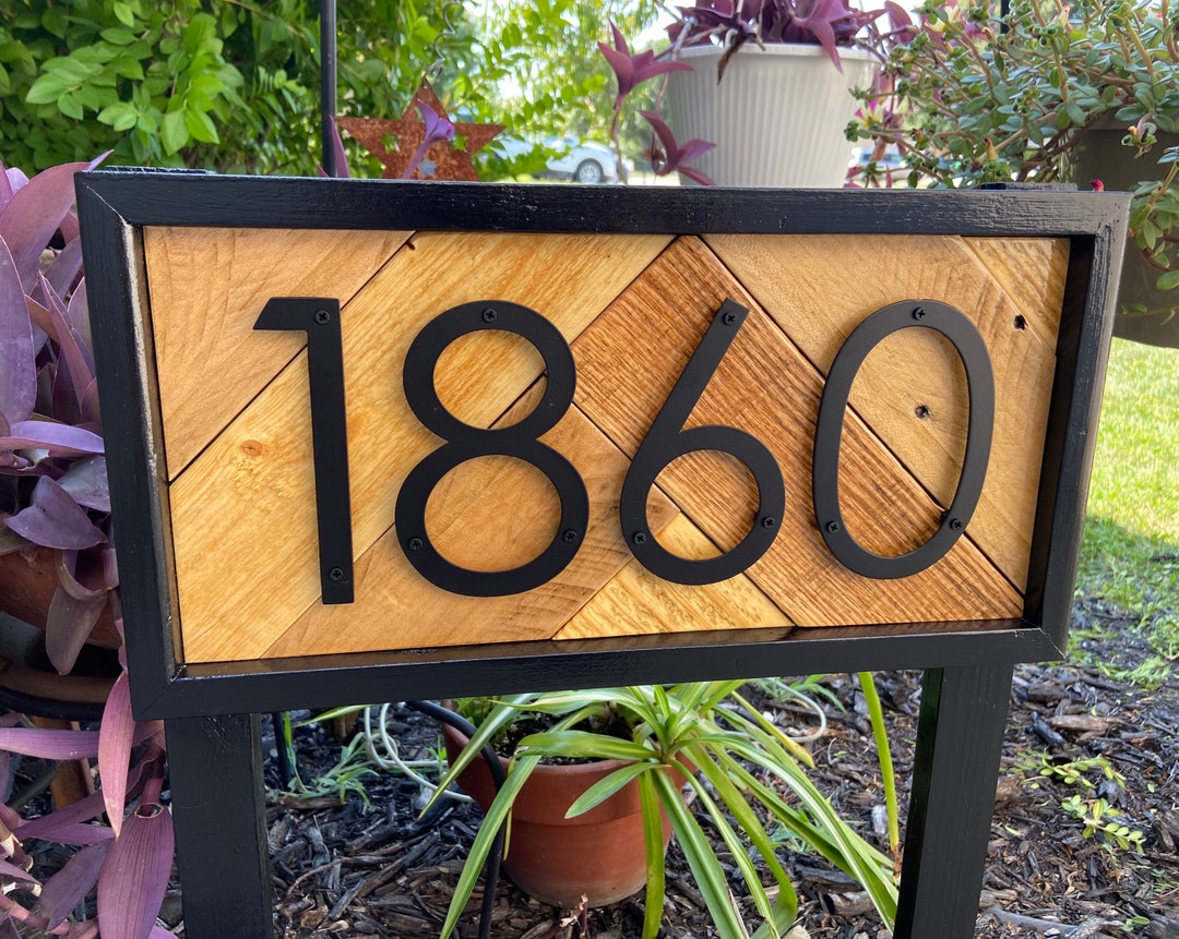 Address Stake Double Sided for Yard | Two-side Reclaimed Wood House ...
