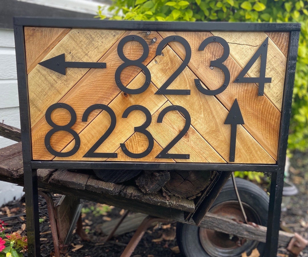 Shared Driveway Sign | Multiple Address Stake With Arrow | Rustic ...