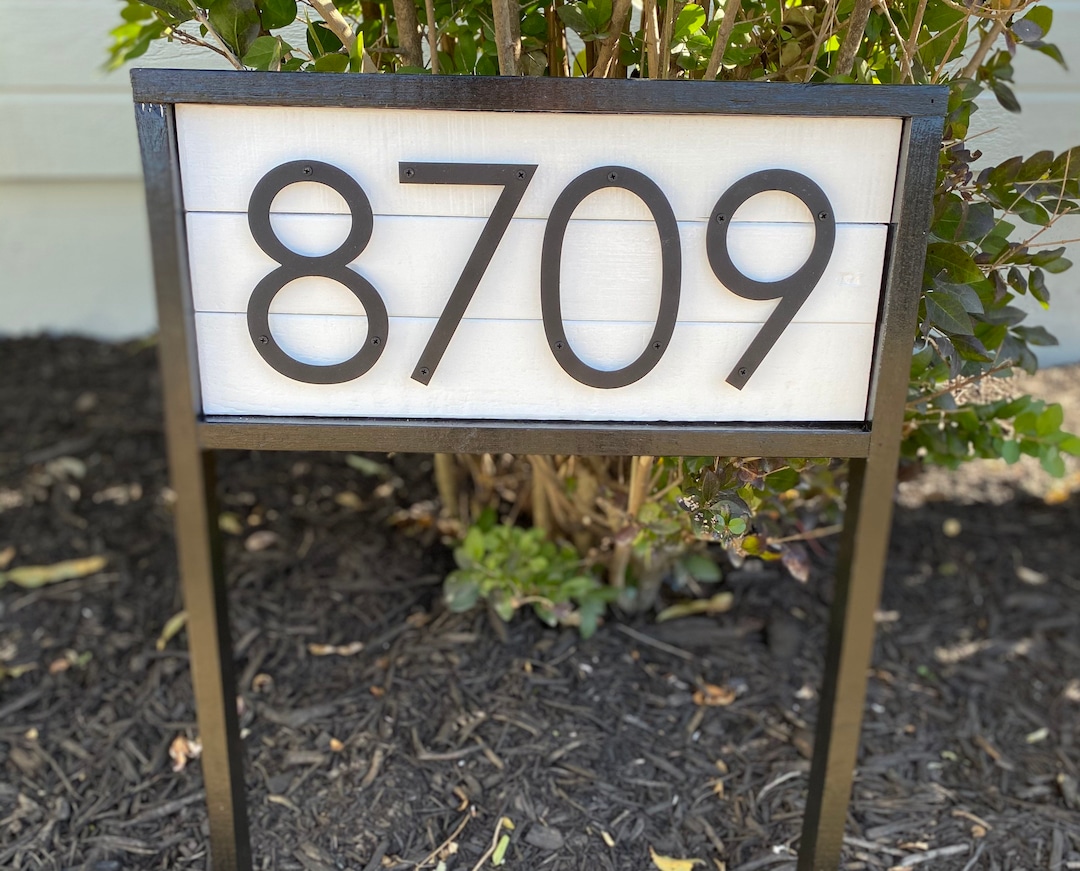 Personalized House Number Stake for Yard | Modern Reclaimed Wood House ...