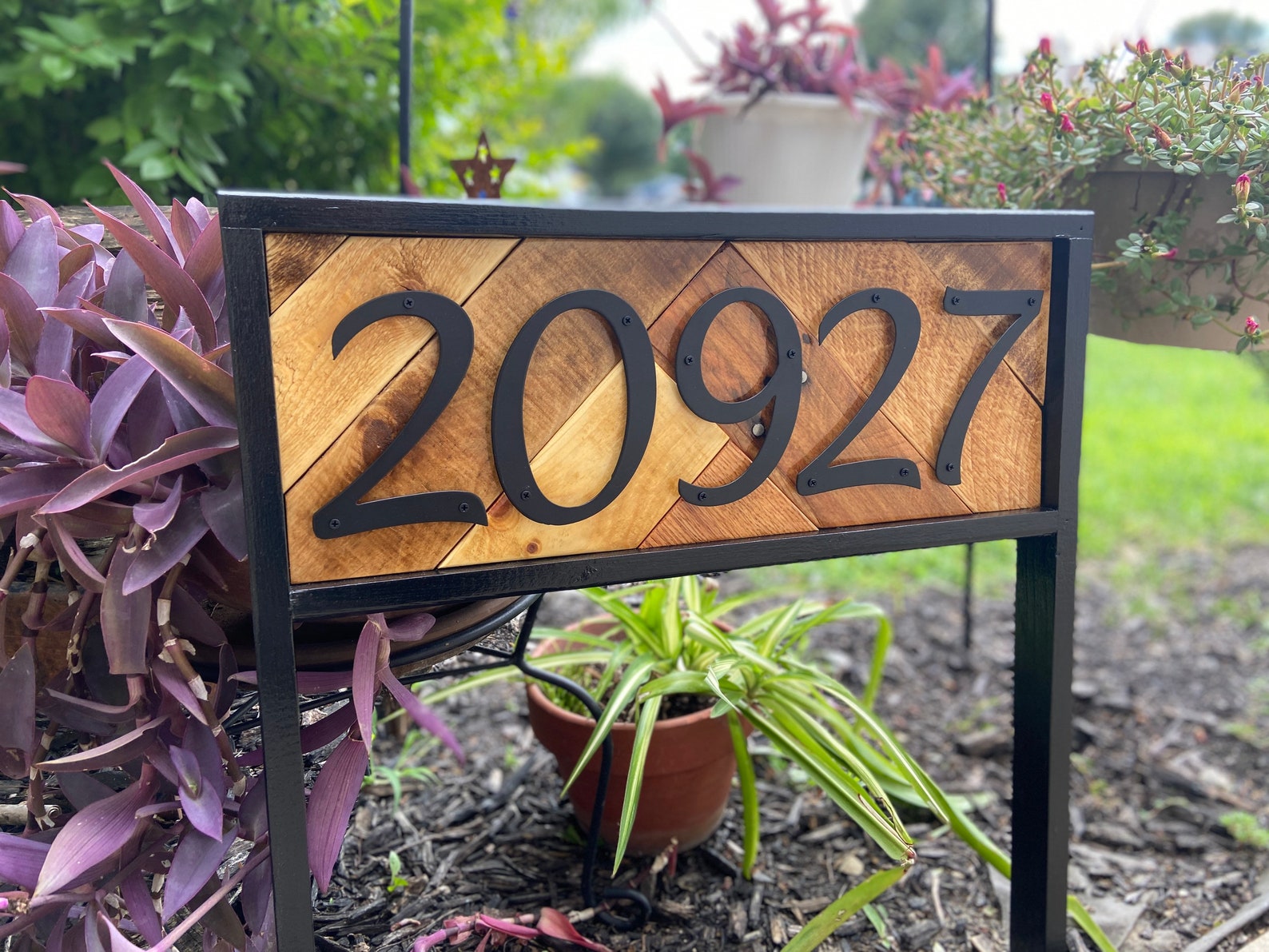 Address Stake Sign | Reclaimed Wood House Number Sign for Garden ...