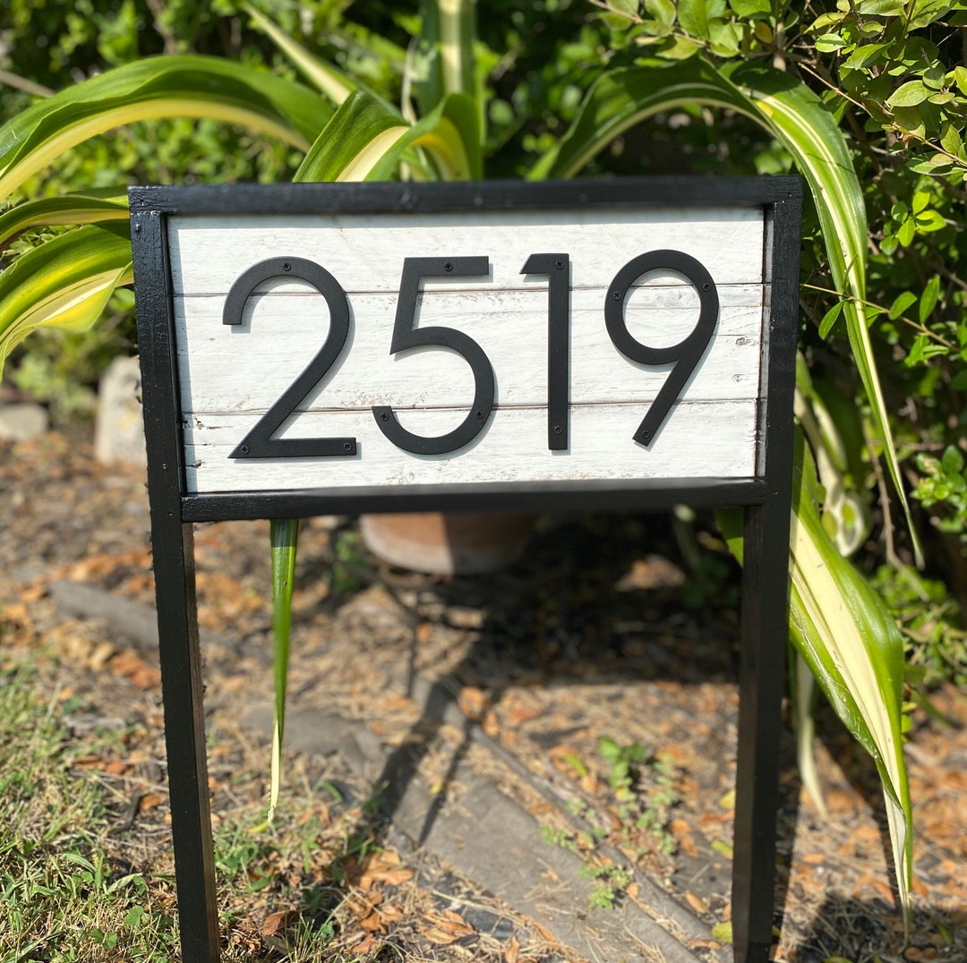 Address Stake Yard Sign | Reclaimed Wood House Number Sign for Garden ...