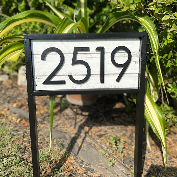 Address Stake Yard Sign Reclaimed Wood House Number Sign for - Etsy
