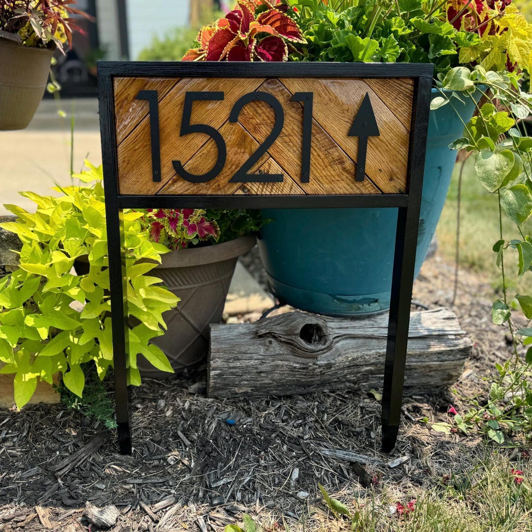 Address Stake With Arrow | Reclaimed Wood Address Sign for Yard| Rustic ...