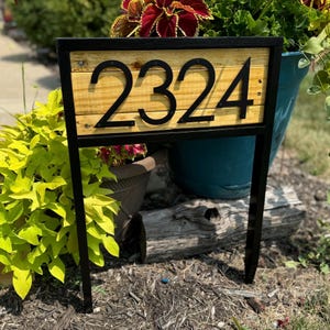 Personalized House Number Stake for Yard | Modern Reclaimed Wood House ...