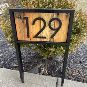 Address Stake Sign Reclaimed Wood House Number Sign for - Etsy