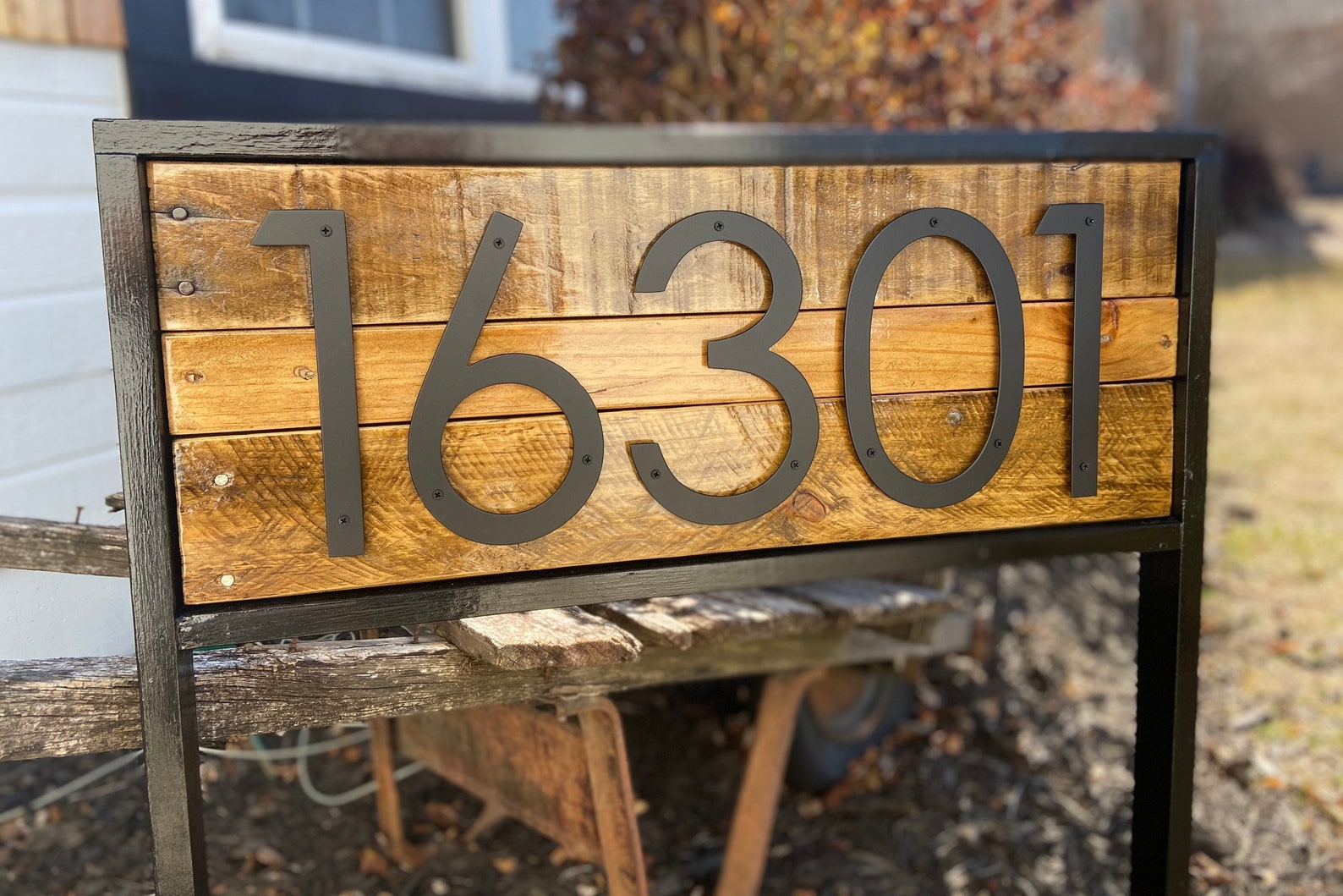 House Number Stake for Yard Reclaimed Wood House Number Sign | Etsy