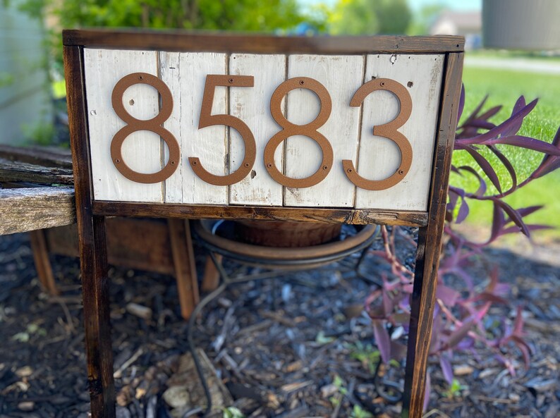 House Numbers Stake Modern Rustic Curb Appeal | Custom Sign for Garden ...