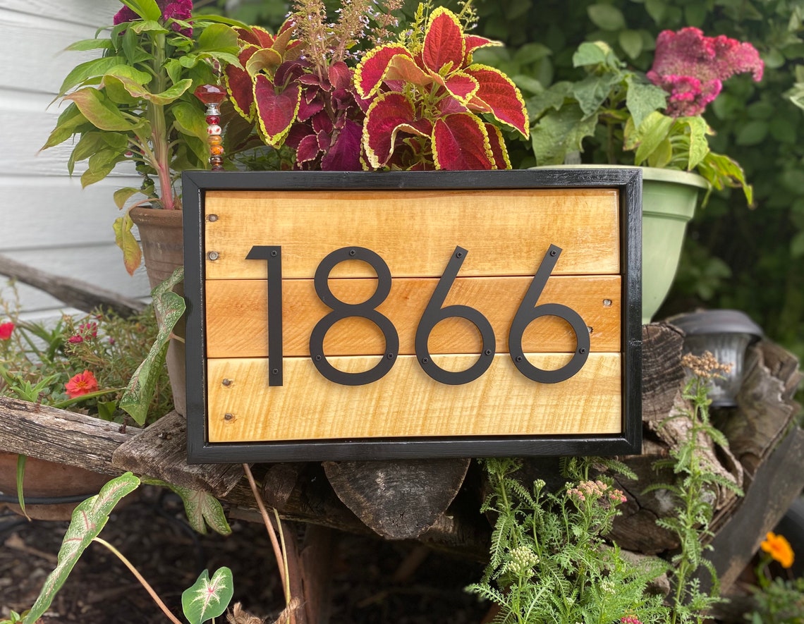 House Numbers Rustic Farmhouse Address Sign Modern House - Etsy