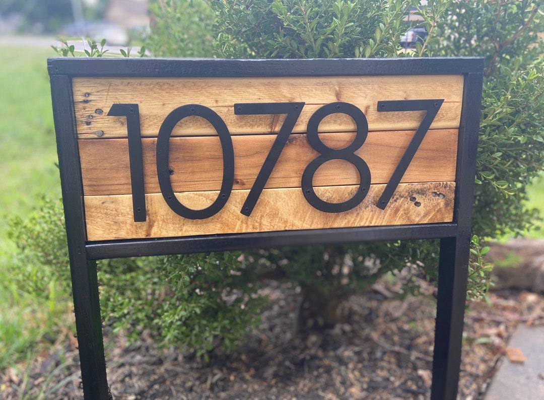 House Number Stake for Yard | Reclaimed Wood House Number Sign for ...