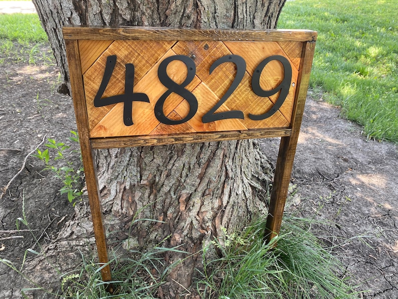 Address Stake Sign | Reclaimed Wood House Number Sign for Garden ...