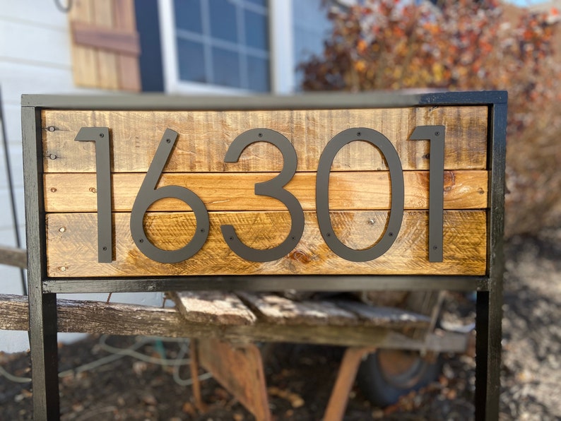 Address Stake Yard Sign Reclaimed Wood House Number Sign for - Etsy
