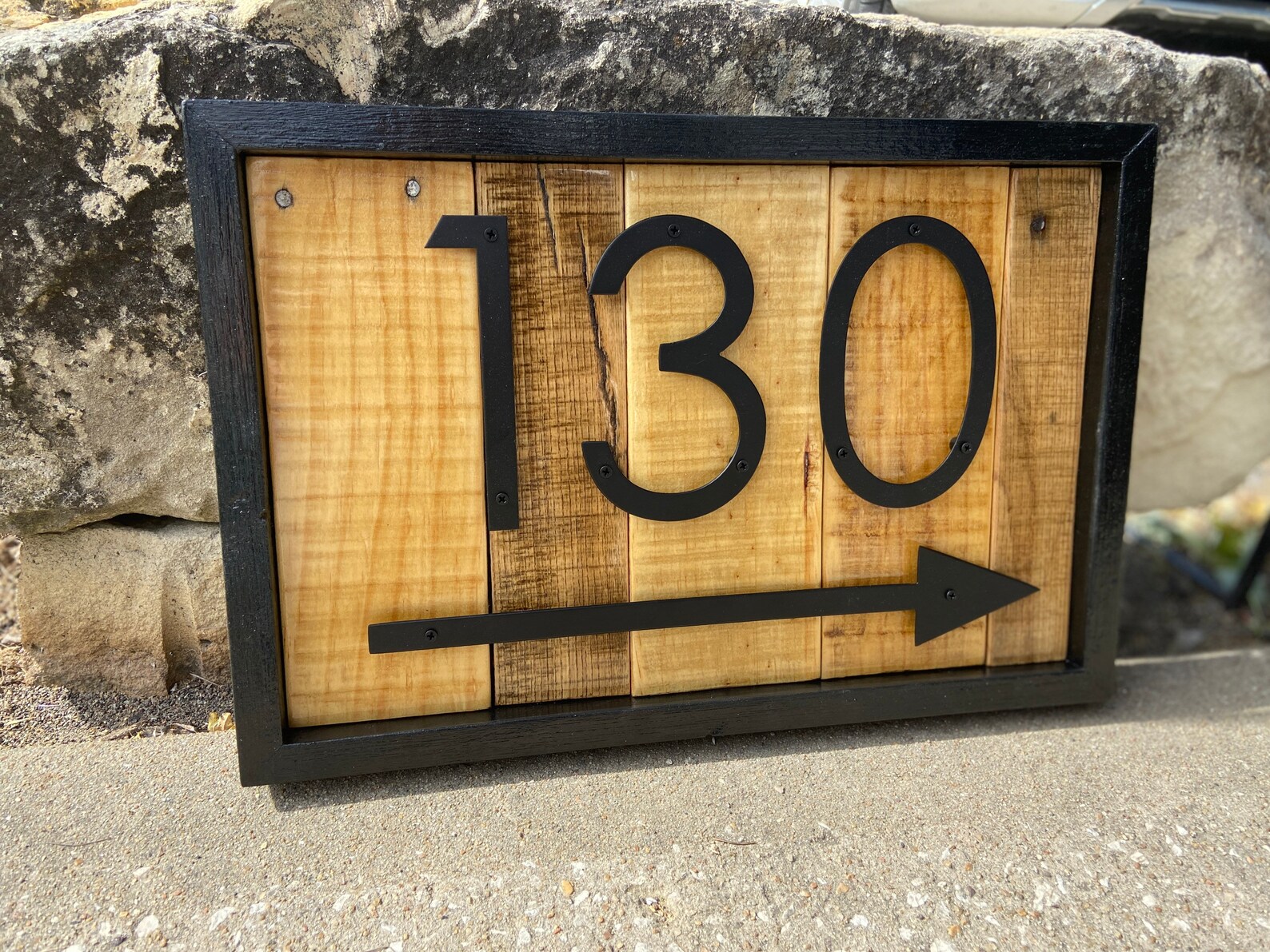 Address Sign Arrow Modern Rustic House Number Sign With | Etsy