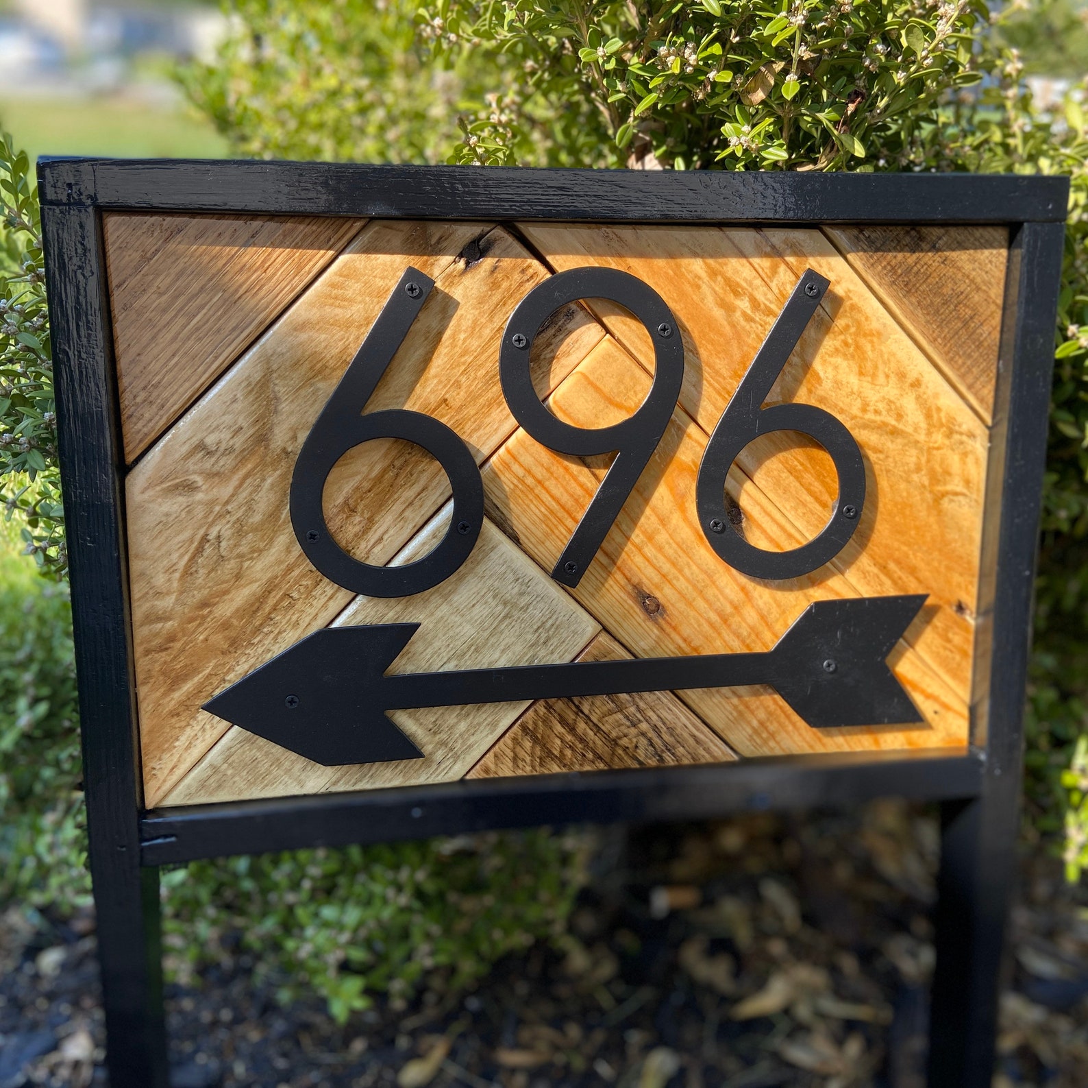 Address Stake With Arrow for Yard | Modern Reclaimed Wood Address Sign ...