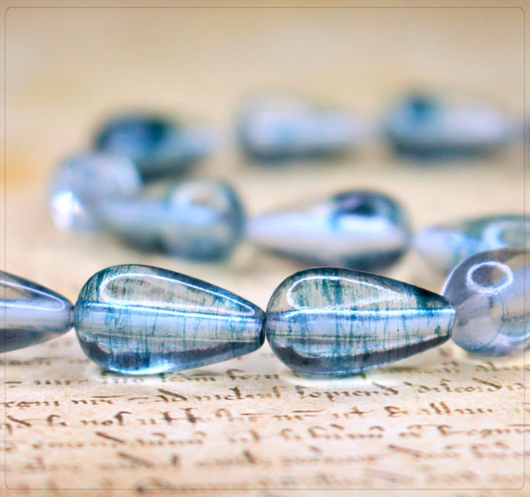 10 Acryl Perlen Tropfen Deko Schmuck DIY Basteln transparent türkis ...